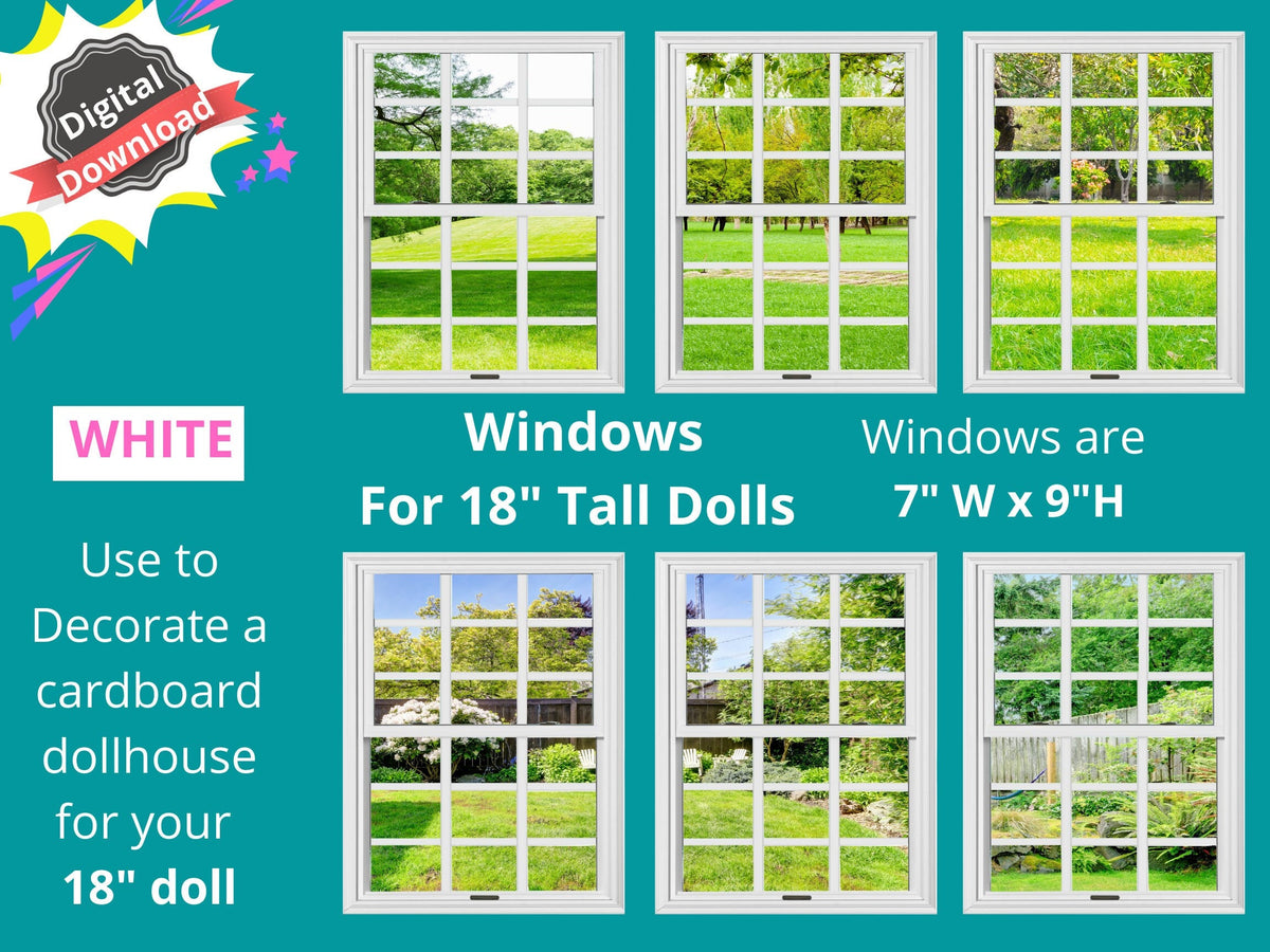 18" Size Doll WHITE Windows DIGITAL DOWNLOAD Images for 18" Size Dolls ...