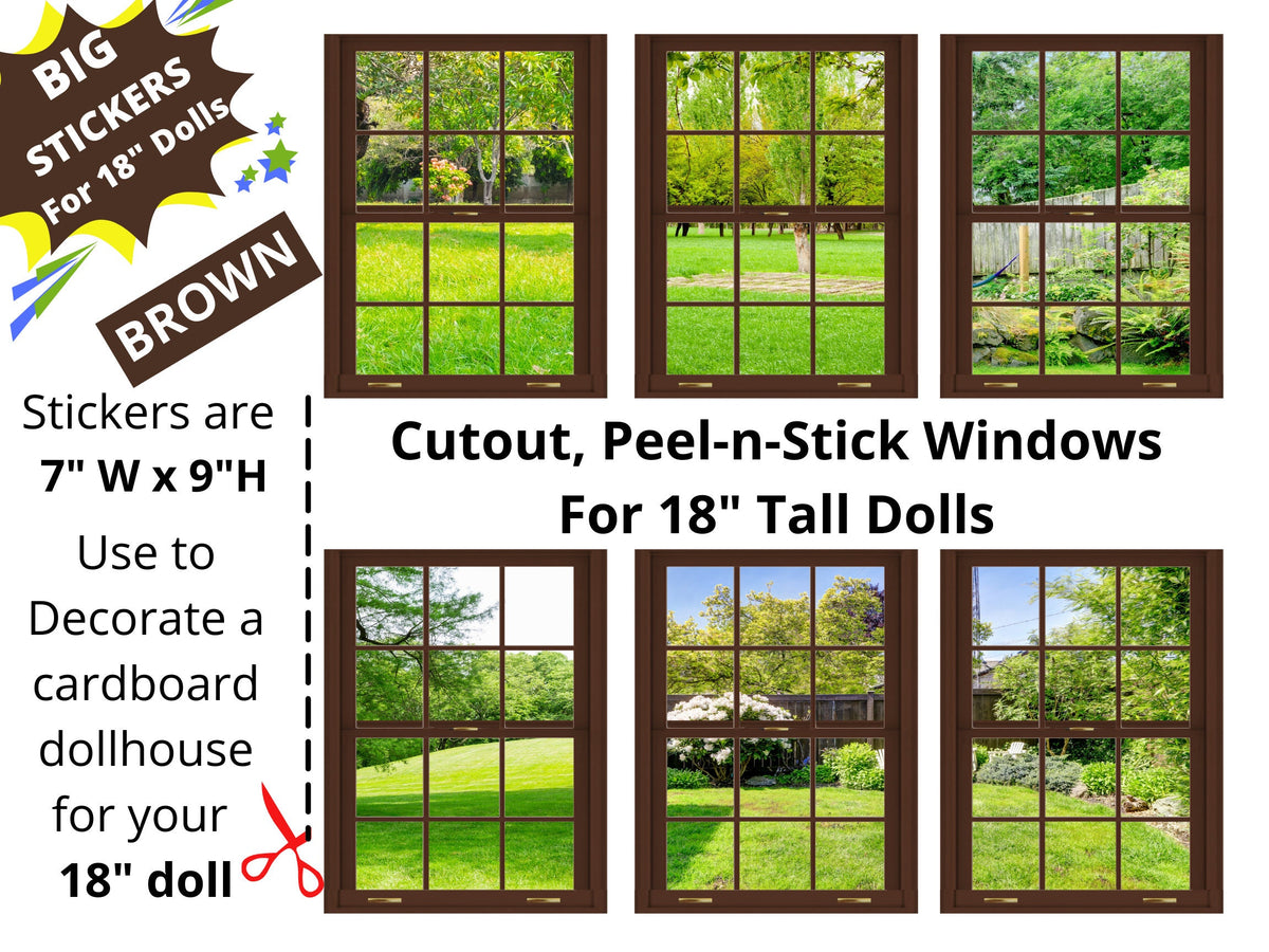 18" Doll Window STICKER SET for 18" Sized Doll Diorama Wall Decor ...